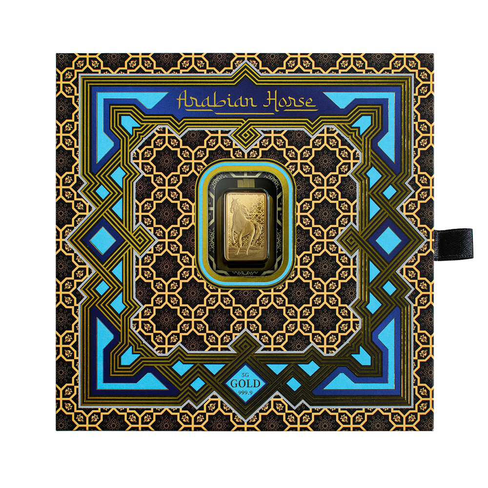 Arabian Horse 5g Pure Gold Bar with Pendant Frame | PAMP