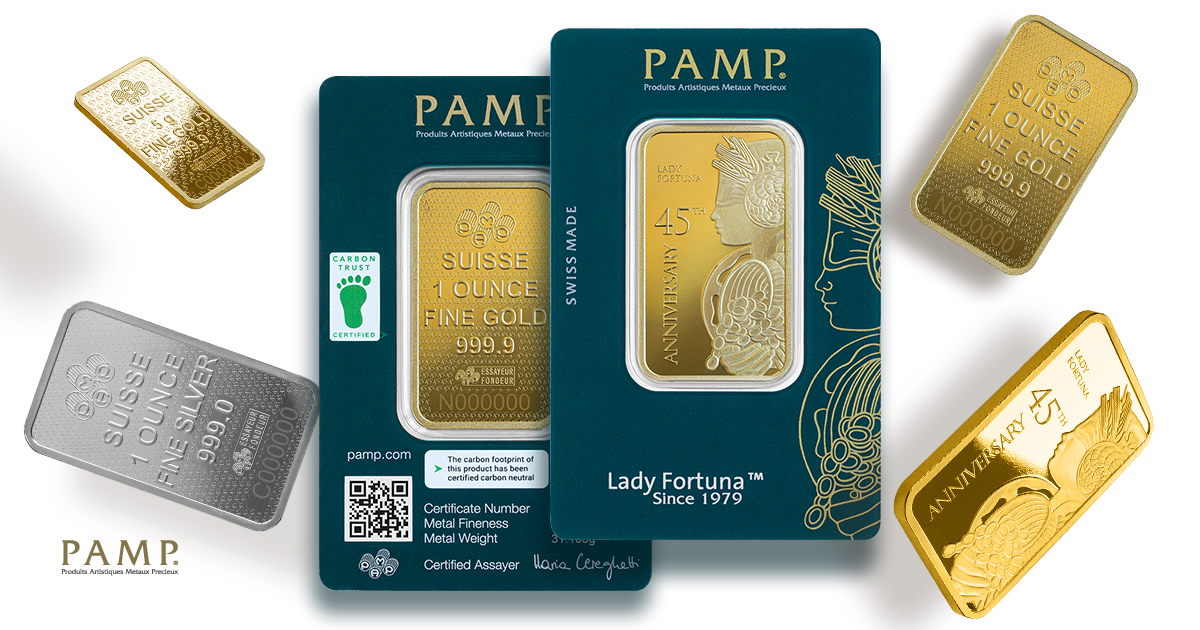 Lady Fortuna™ 45th Anniversary Gold & Silver Bars | PAMP