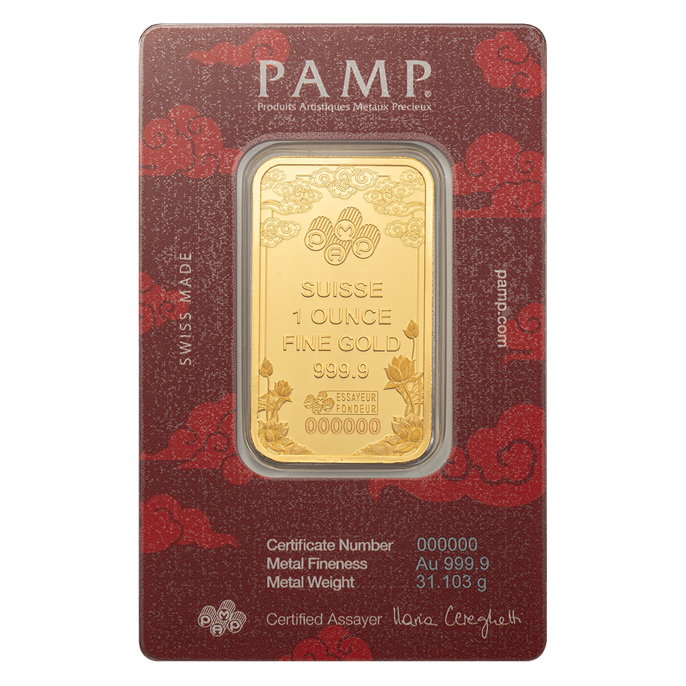 Good Luck Yellow Dragon Gold Minted Bar - 1oz | PAMP